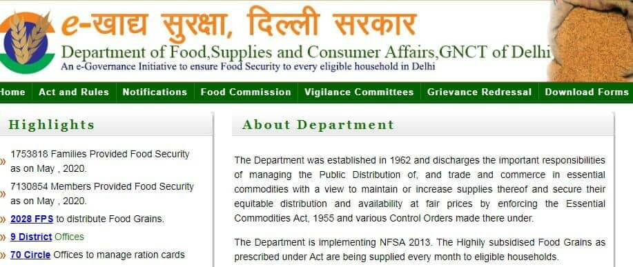 Online Ration Card Apply Delhi 2021
